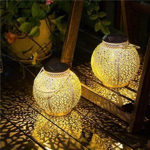Accents | Solar Lantern Outdoor Lights Waterproof Garden Hanging Lights ...